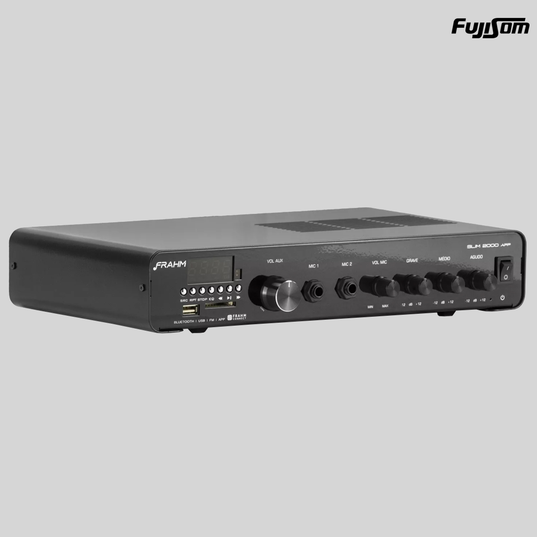 AMPLIFICADOR RECEIVER FRAHM SLIM 2000APP 8OHMS USB/FM/BL 120W | FUJISOM