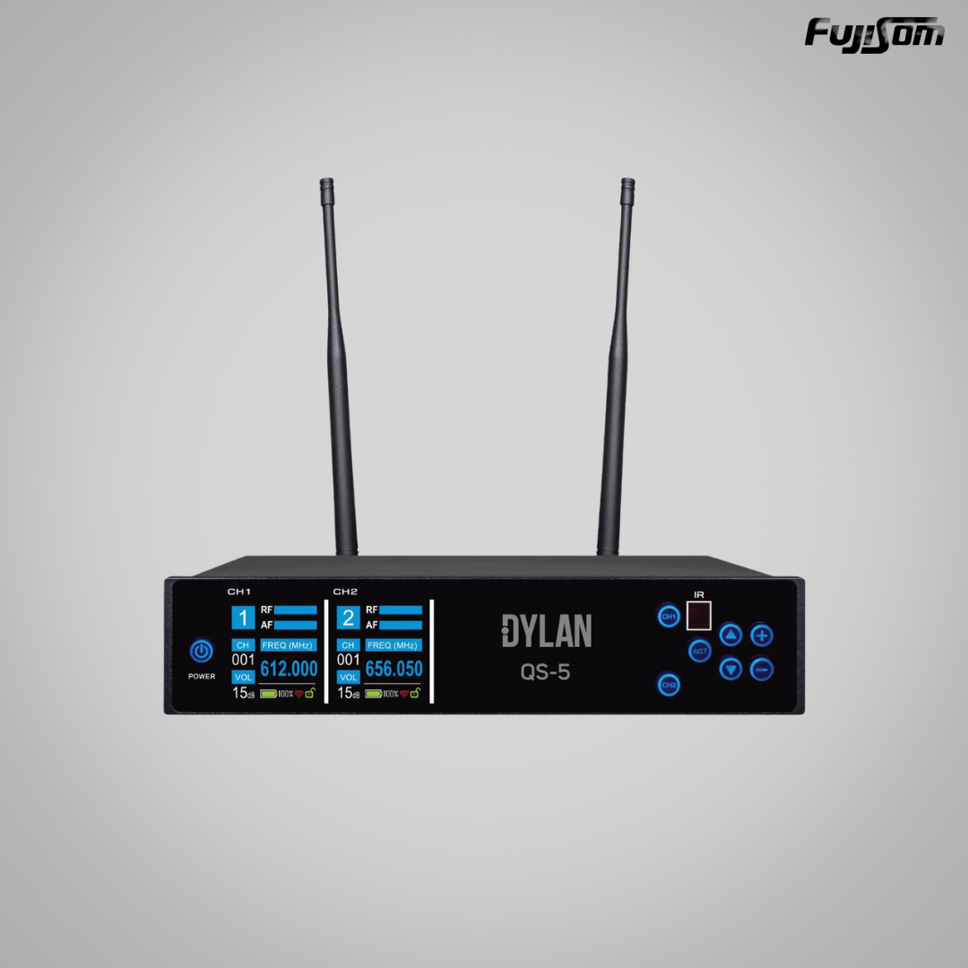 MICROFONE DYLAN S/FIO QS-5 MAO DUPLO 300 CANAIS